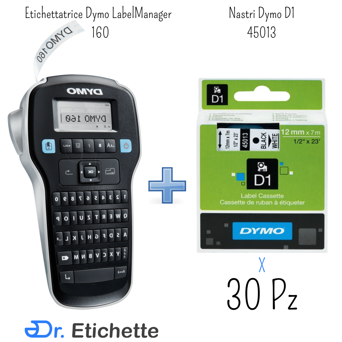 Kit Etichettatrice Dymo LabelManager 160 e 30 nastri D1 45013
